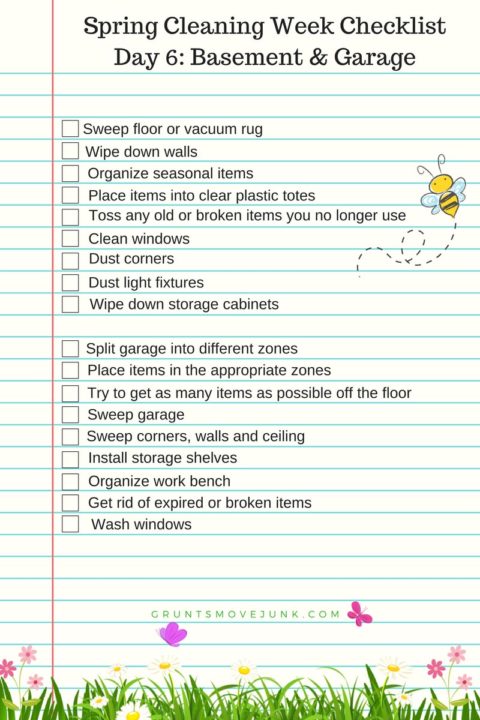 Spring Cleaning Week Checklist Day 6 | Grunts Move Junk